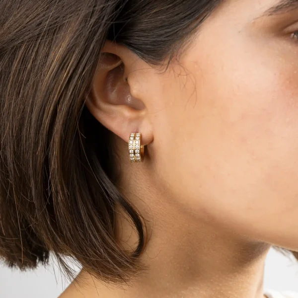 Geelgouden creolen met diamanten - Cober Juwelier